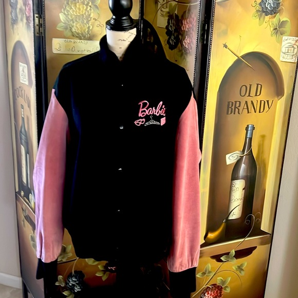 Barbie | Jackets & Coats | Vintage Black Barbie Jacket With Pink Suede ...